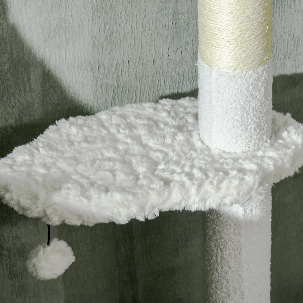 PawHut Vysoký stropní škrabací sloupek s antispínačem 225-255 cm výškově nastavitelný šplhací strom s míčem na hraní jutový provazový sloupek houpací…