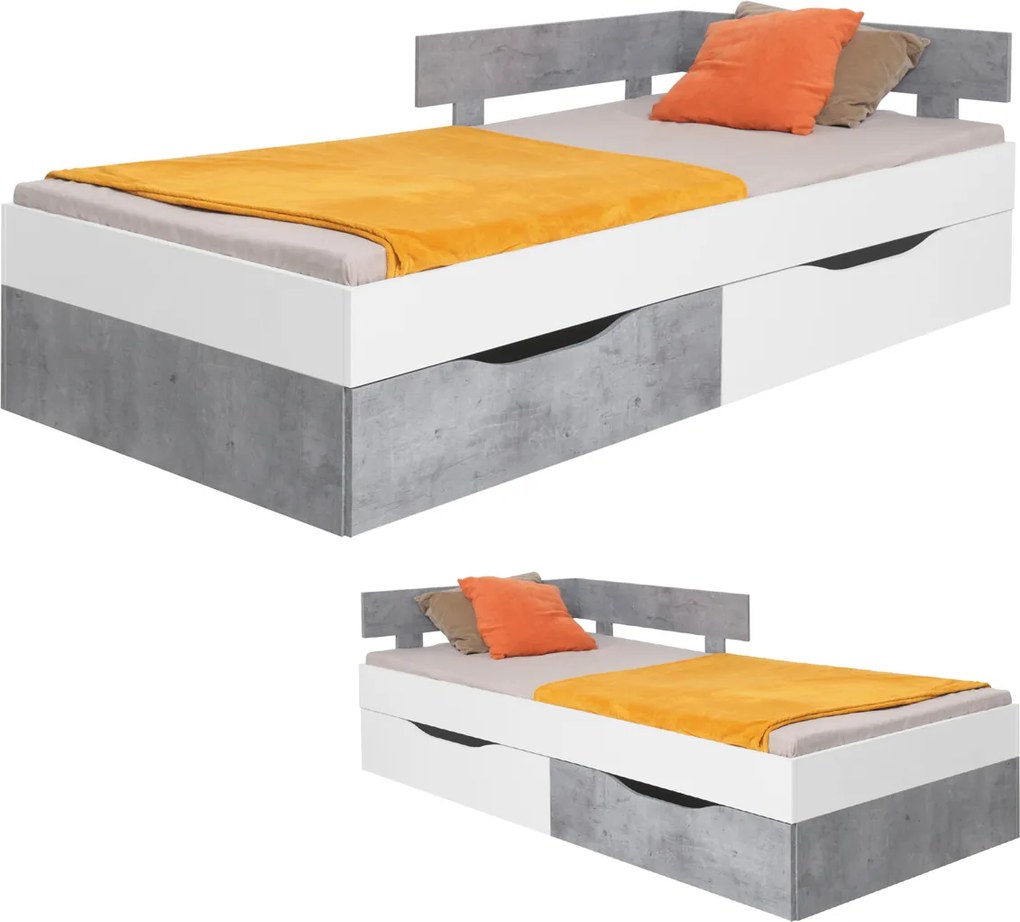 Jednolůžko SIGMA SI 16 L/P | 120x200 cm | UNI provedení | bílá/beton
