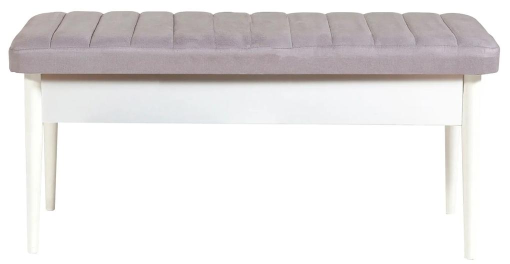 Bílo-šedá lavice s úložným prostorem Vina
