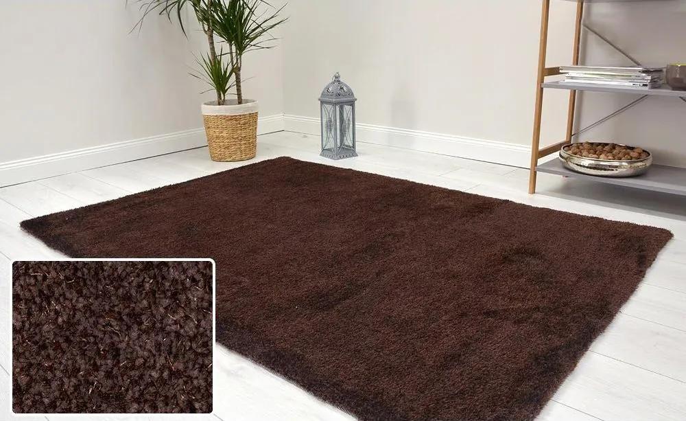 MAXMAX Kusový koberec Shaggy MAX velvet - tmavě hnědý