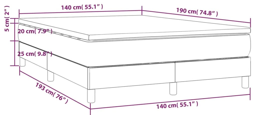 Box spring postel s matrací světle šedá 140 x 190 cm textil