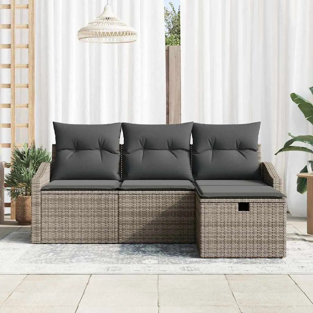 Set pohovek 4 ks Šedá polyratan 3359248