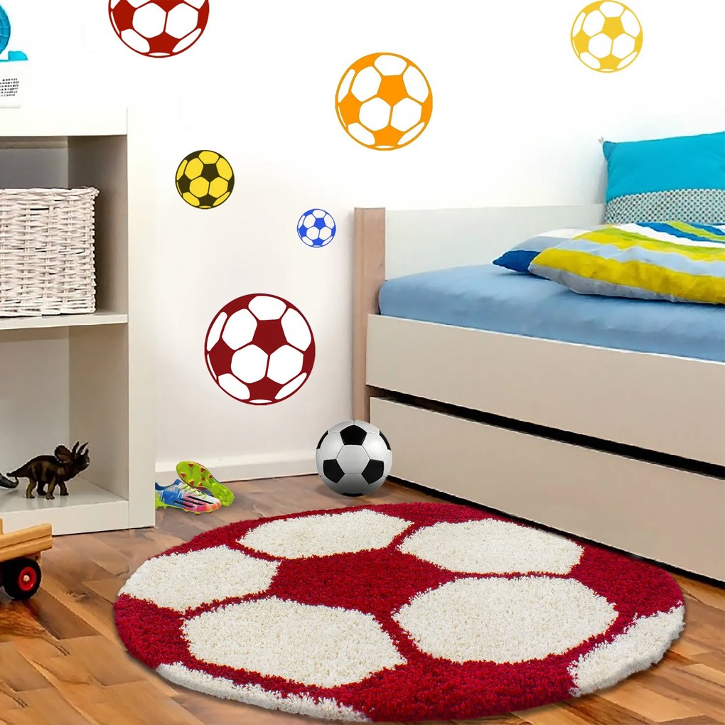 Ayyildiz, Dětský kusový koberec Fun 6001 red, 120x120 (průměr) kruh, červená, dětský pokoj