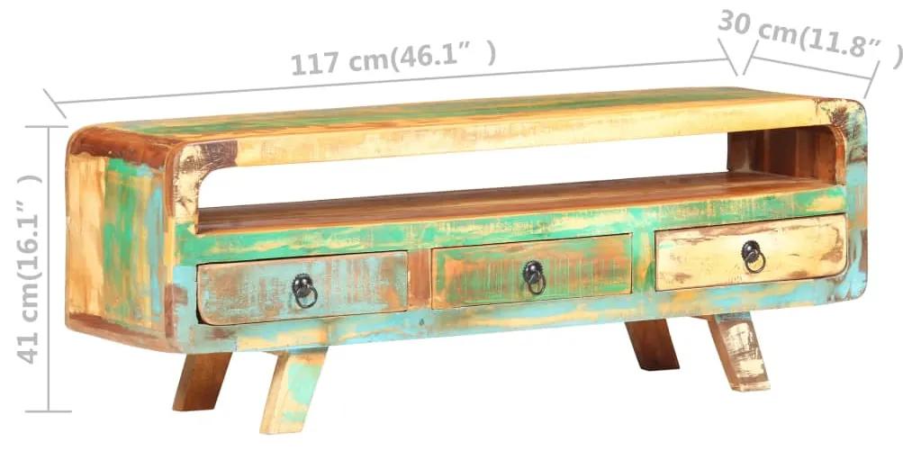 TV stolek 117 x 30 x 41 cm masivní recyklované dřevo - Default Title