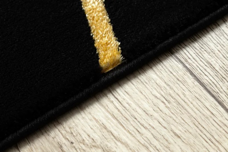 Dywany Łuszczów, Kusový koberec Gloss 406C 86 geometric black/gold, 80x150, černá, chodba / předsíň