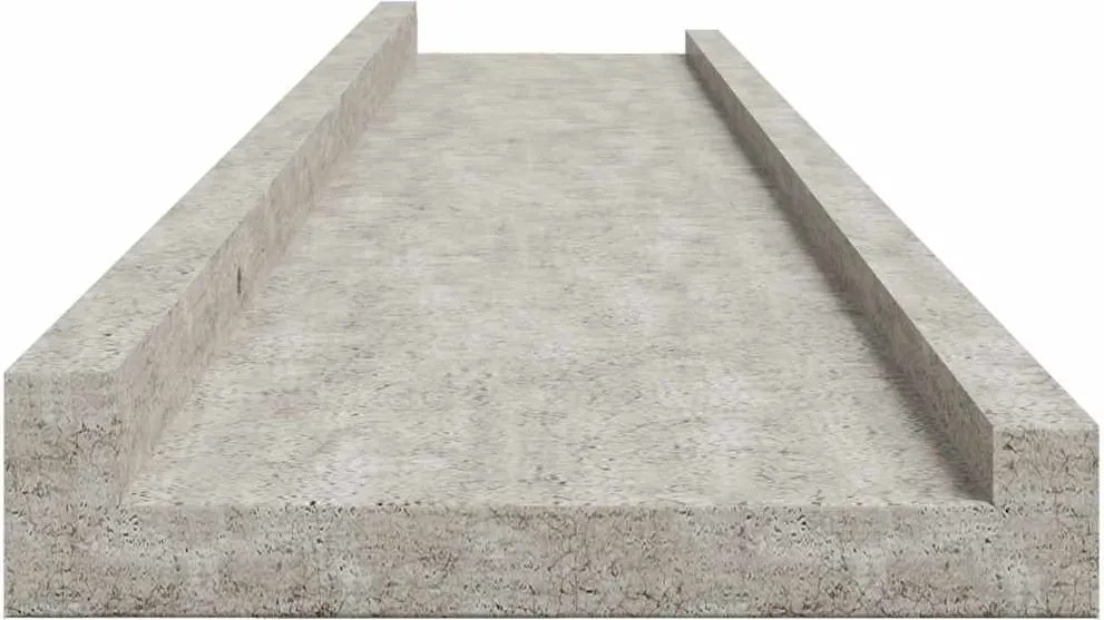Nástěnné police 2 ks betonově šedé 100 x 9 x 3 cm 326702