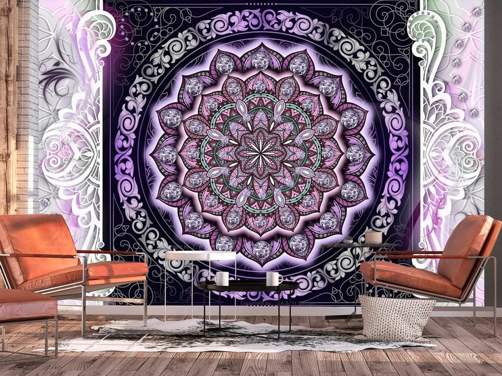 Samolepicí tapeta mandala fialová Velikost (šířka x výška): 392x280 cm