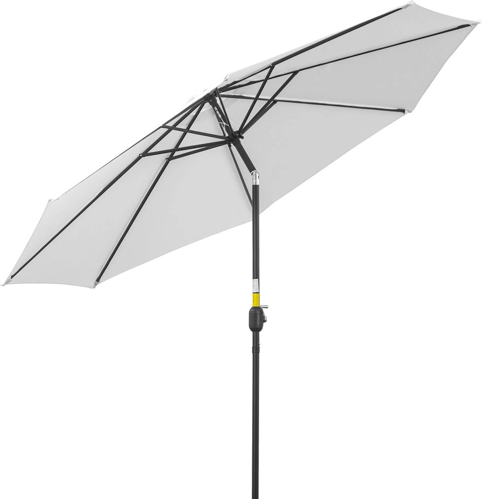 Zahradní slunečník Outsunny Ø295x250 cm s kličkou, venkovní parasol s náklonem a odnímatelným kovovým sloupem pro terasu a bazén Bílý | Aosom