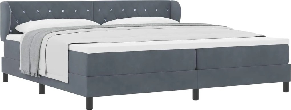 Postel s boxspringem s matrací Tmavě šedá 200 x 200 cm samet 3340353