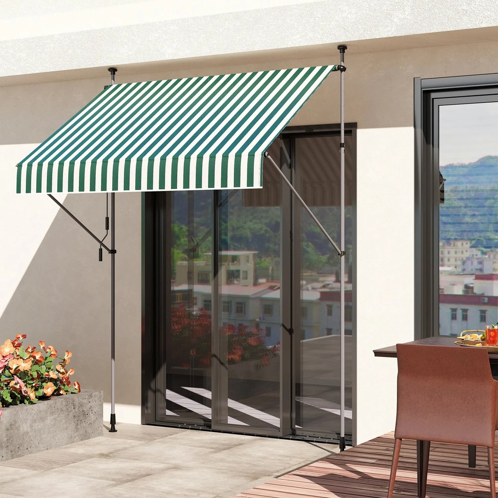 Outsunny Sluneční Markýza 2x1,2 m s Výsuvným Ramem, Zahradní Sluneční Plachta s Hliníkovým Rámem a Polyesterem 180g/㎡, pro Zahradu, Balkon a Terasu, …