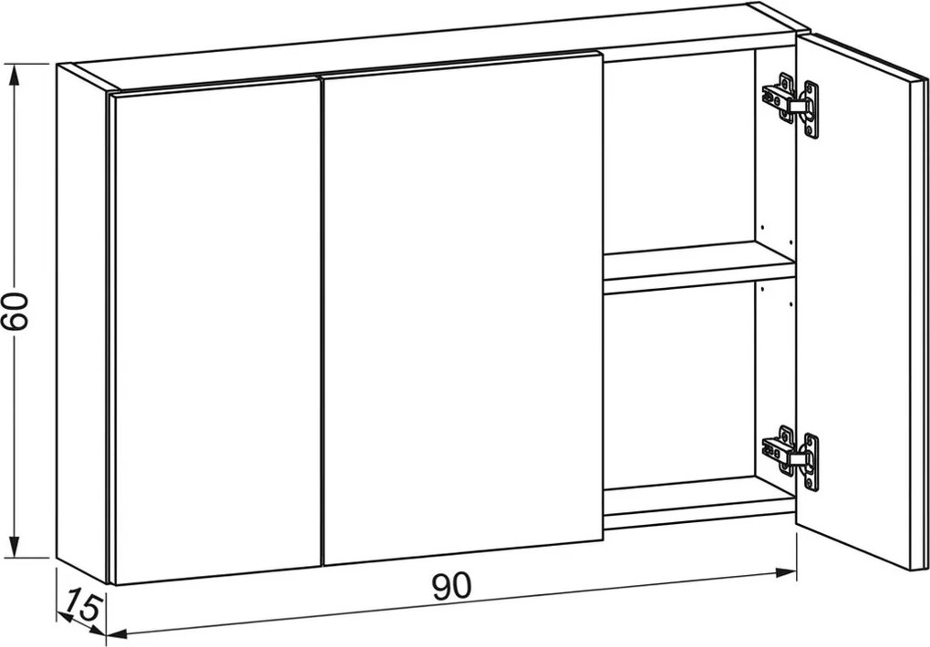 Autronic Nástěnná zrcadlová skříňka AZR-E1132 WT