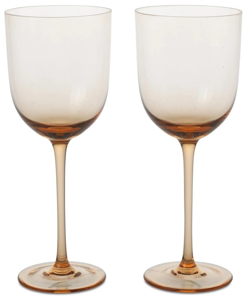 ferm LIVING Sklenice na bílé víno Host Blush - set 2 ks, růžová barva, sklo
