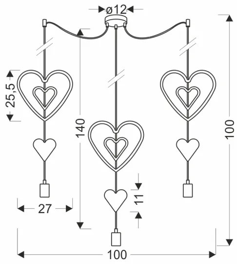 Dětský lustr na lanku TRIO 3xE27/20W/230V růžová/bílá/šedá