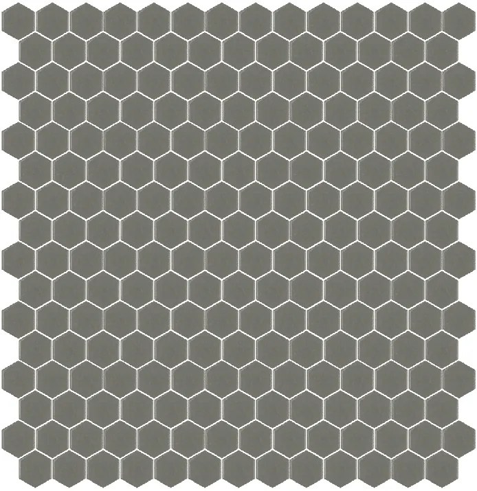 Hisbalit Obklad skleněná šedá Mozaika 106A MAT hexagony  hexagony 2,3x2,6 (33,33x33,33) cm - HEX106AMH