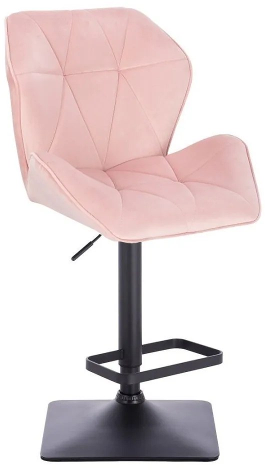 LuxuryForm DESIGN Barová židle MILANO MAX VELUR na černé hranaté podstavě - světle růžová