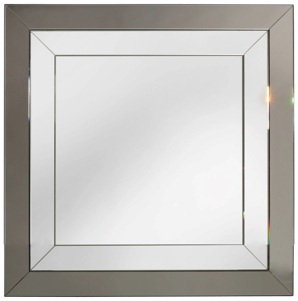 Zrcadlo na zeď do pokoje ložnice dekorativní DUO 80 x 80 cm se šedými a stříbrnými fazetovanými lištami 711-195