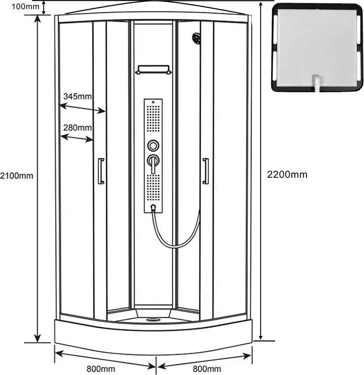 BPS-koupelny Hydromasážní box WSH311A 80x80