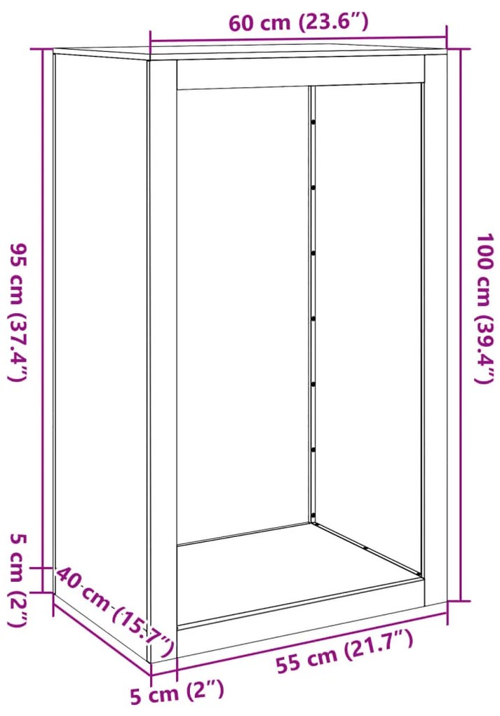 vidaXL Stojan na palivové dřevo antracitový 60 x 40 x 100 cm ocel