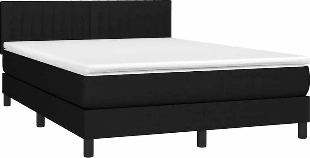 Box spring postel s matrací a LED černá 140x190 cm textil 3133311