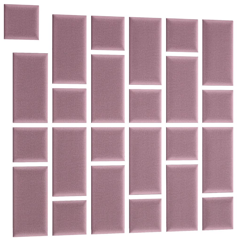 Set 24 čalouněných panelů Quadra 180x180 cm (růžová). 1051996