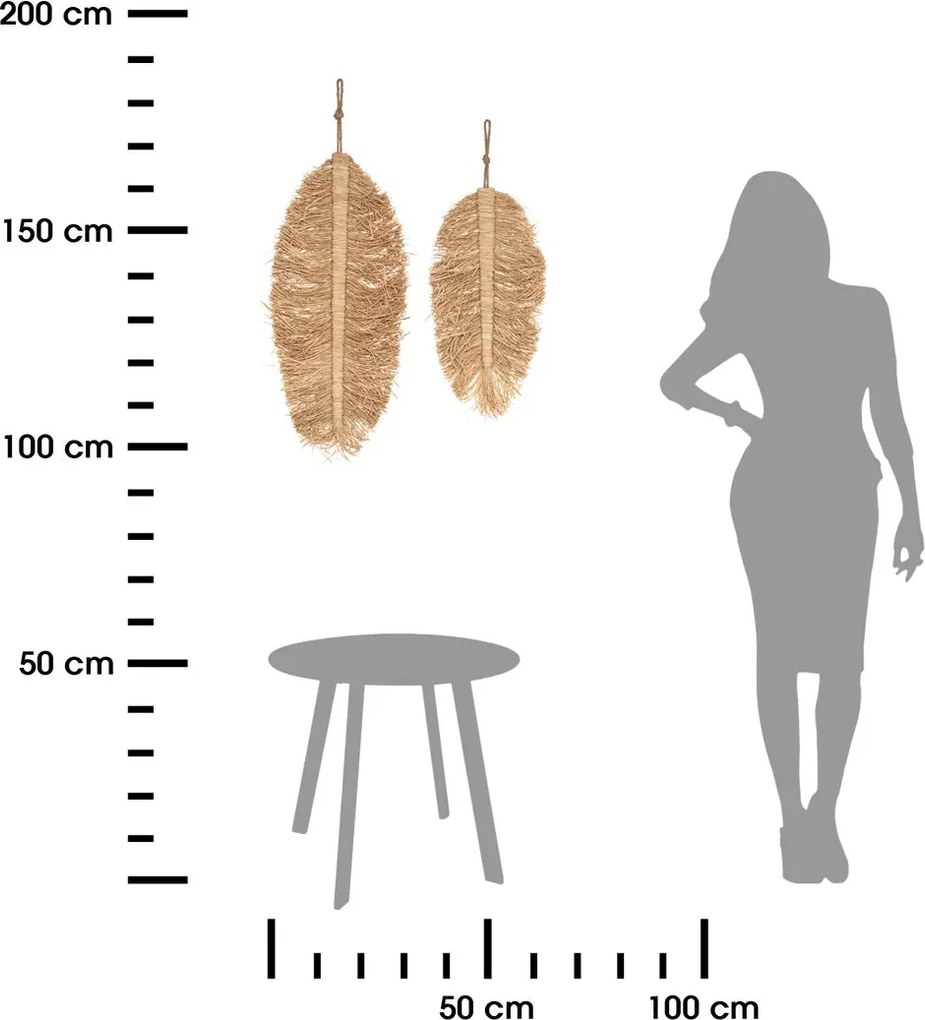 Dekorace na zeď z rafie Oasis Leaf 29x70 cm + 24x50 cm