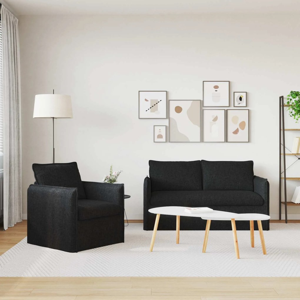 Set pohovek 2 ks Černá Textil 3407569