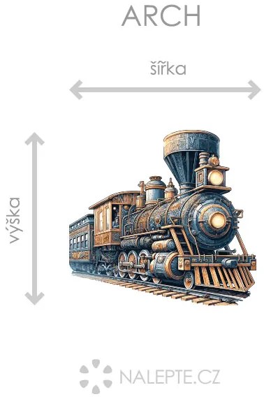 Vlak textilní přelepitelná samolepka na zeď arch 45 x 42 cm