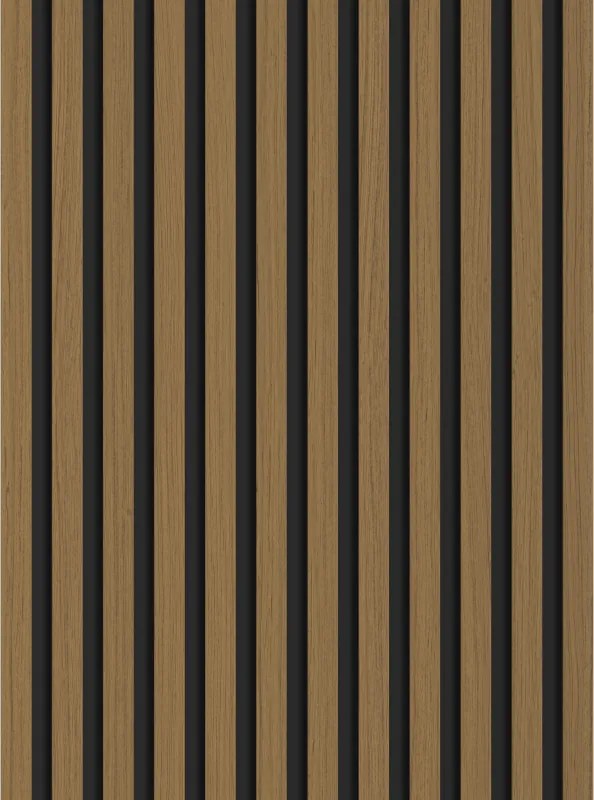 Mexen Lam-B, akustické stěnové lamely 275 × 30 cm, HDF deska 4 mm, technická dýha, teak zlatavý, S100-275307-3015-014