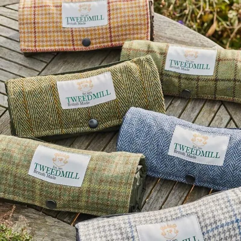 Pikniková tvídová deka Walker Olive Herringbone 66 x 98 cm Tweedmill