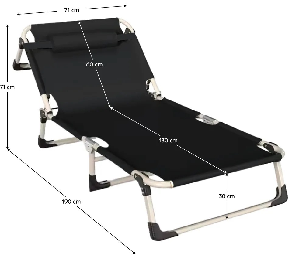 Kondela Zahradní lehátko, černá/béžová, BOVRY