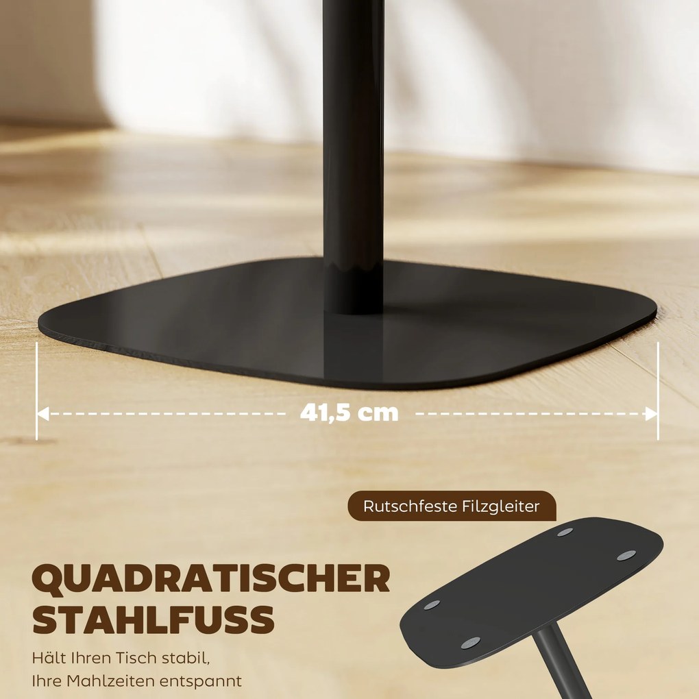 HOMCOM jídelní stůl — moderní čtvercový stůl pro 2 osoby 60 × 60 cm s ocelovou podnoží, přírodní dřevo