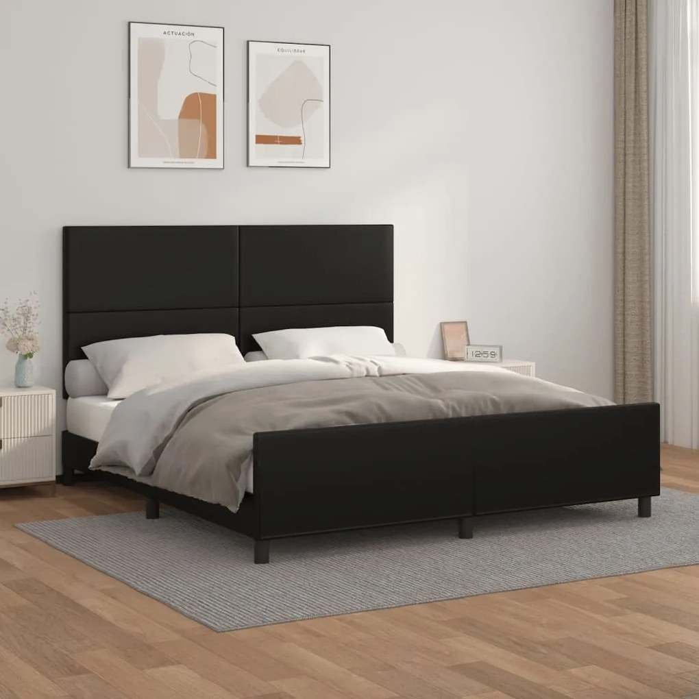 Rám postele s čelem černý 160x200 cm umělá kůže 3125457