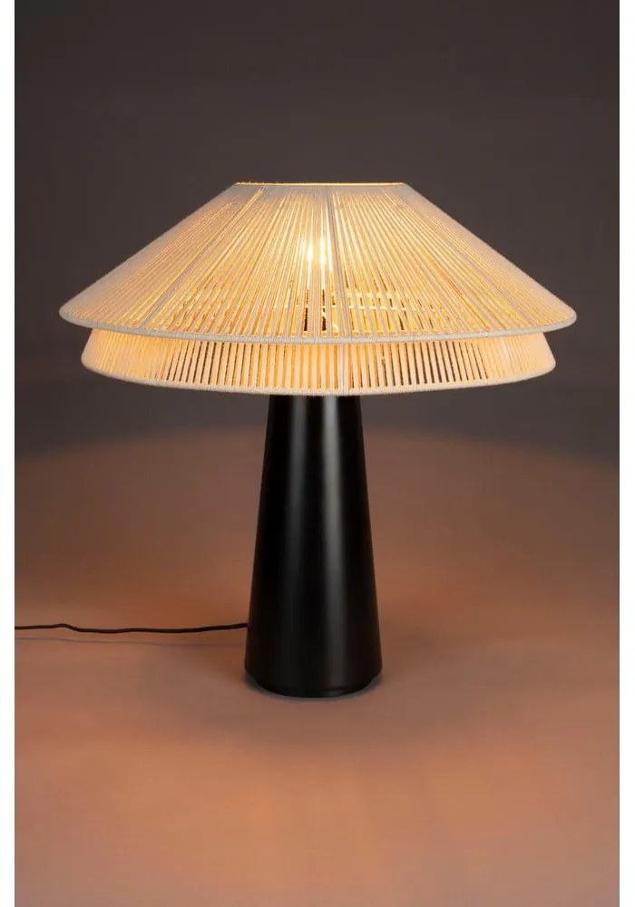 Černobílá stolní lampa s textilním stínidlem (výška 62 cm) Elon – Dutchbone