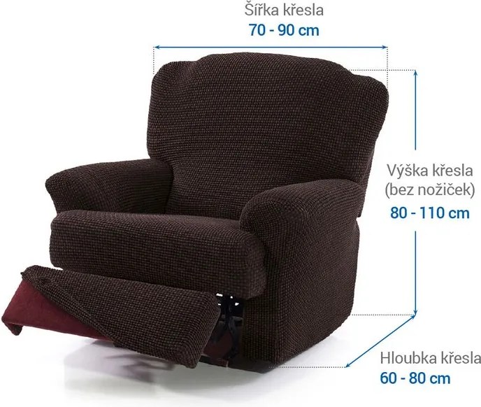 Super strečové potahy NIAGARA čokoládová relaxační křeslo ( š. 70 - 90 cm)