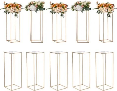 10KS 80 cm vysoký svatební stojan na květiny, s akrylovým laminátem