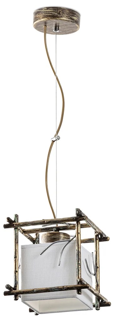 Light for home - Designový závěsný lustr na lanku 16701 "SAVANNA CUBO", 1x40W, E27, hnědá, zlatá, světle zelená
