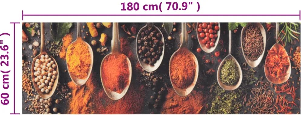 Kuchyňský koberec omyvatelný Lžíce a koření 60 x 180 cm samet 136544