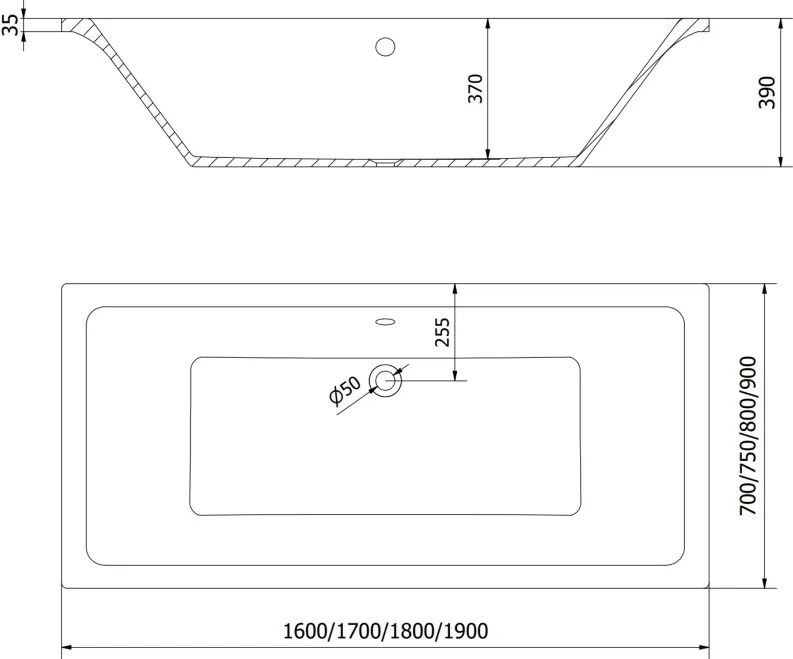 Mexen Cube obdélníková vana 180 x 80 cm, bílá - 55051808000