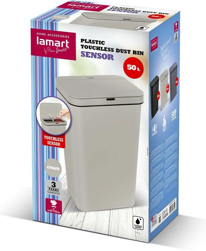 Lamart LT8109 Bezdotykový koš Sensor 50 l, krémová