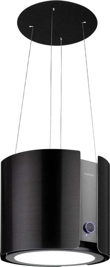 Klarstein Skyfall, digestoř, 45 cm, ostrůvková, 413 m³/h, LED, nerezová ocel, černá