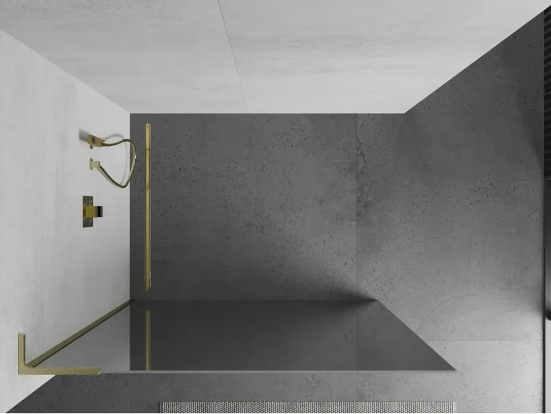 Mexen Kioto L, sprchová zástěna Walk-In 70 x 200 cm, 8mm sklo vzor zrcadlo, zlatý matný profil, 800-070-103-55-50