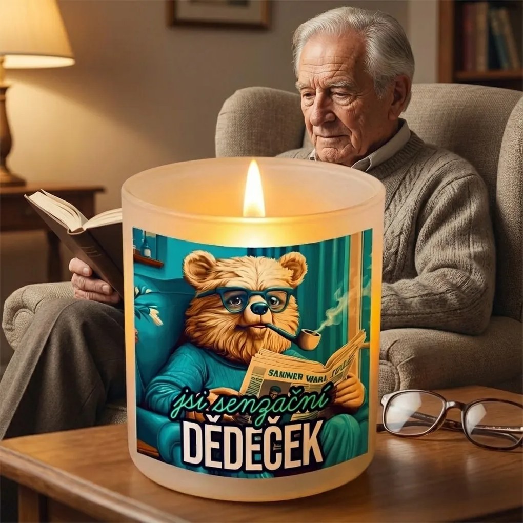 Ahome CZ Originální skleněný svícen Jsi senzační dědeček
