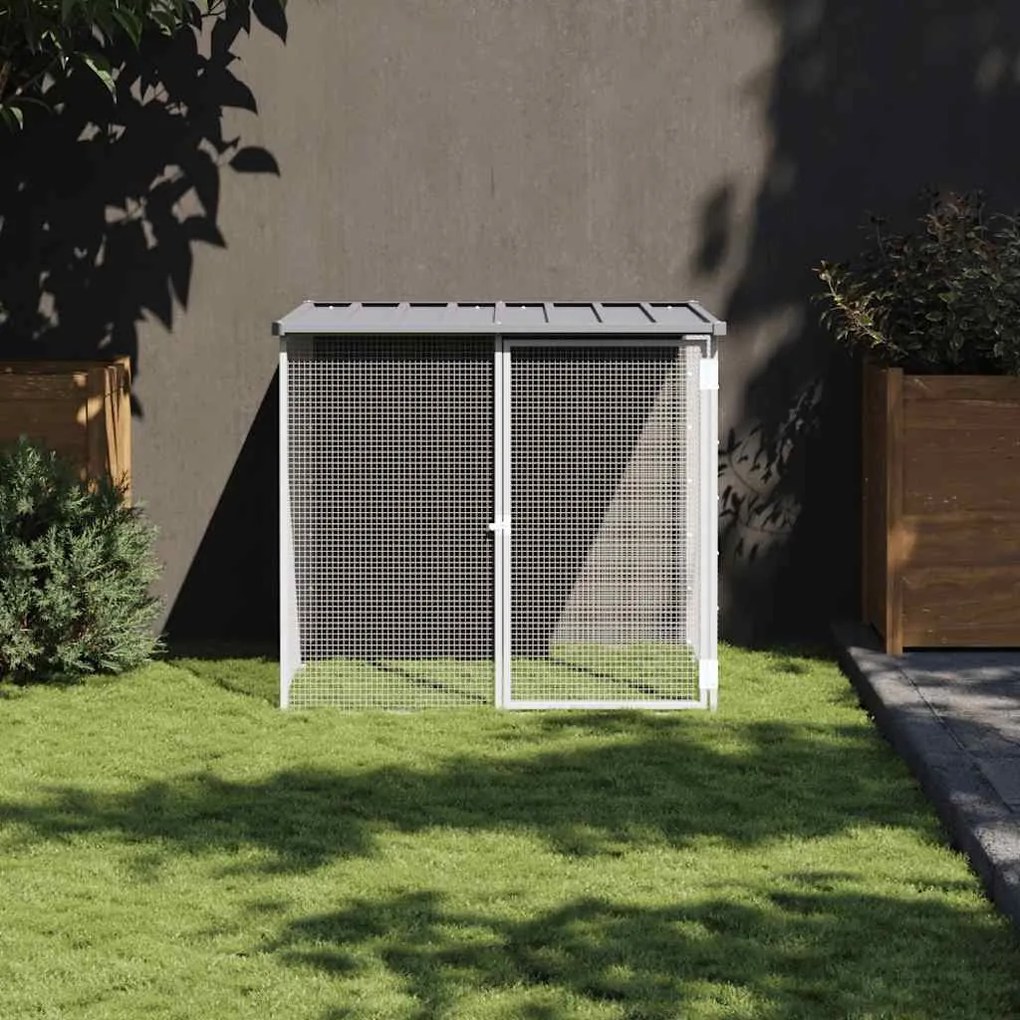 Klec pro kuřata se střechou světle šedá 103 x 98 x 90 cm ocel 172338