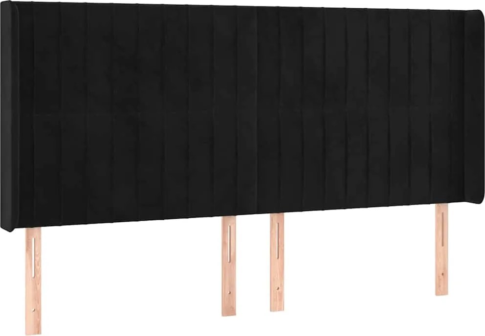 Čelo postele typu ušák černé 183x16x118/128 cm samet 3119880