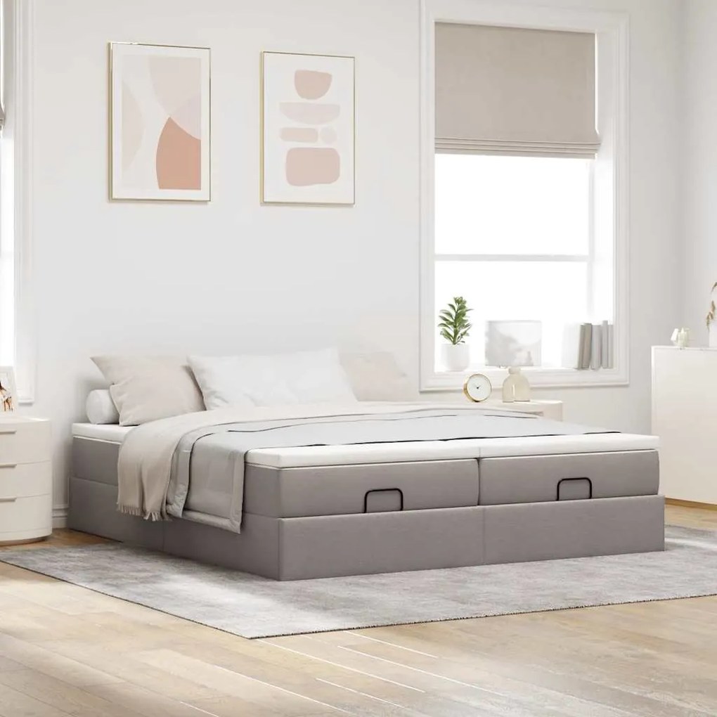 Osmanský rám postele s matracíes taupe 200x200cm textil 3311252
