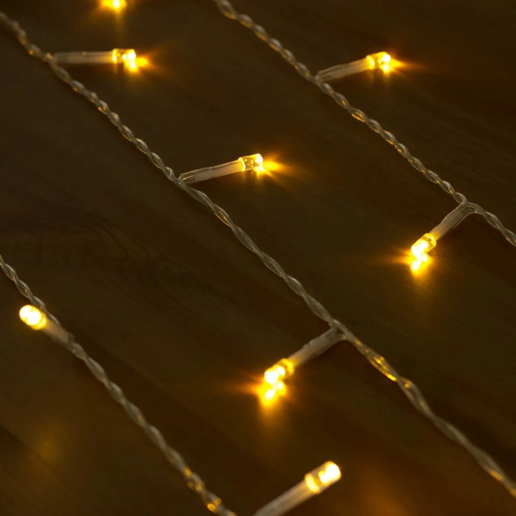 Hobby Line LED světelný závěs do okna, 200 × 200 cm, teple bílá, 200 diod, čirý kabel, IP20 do interiéru, prodlužovací
