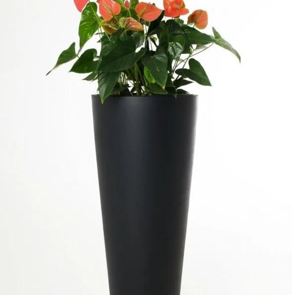 Květináč RONDO CLASSICO 100, sklolaminát, výška 100 cm, antracit