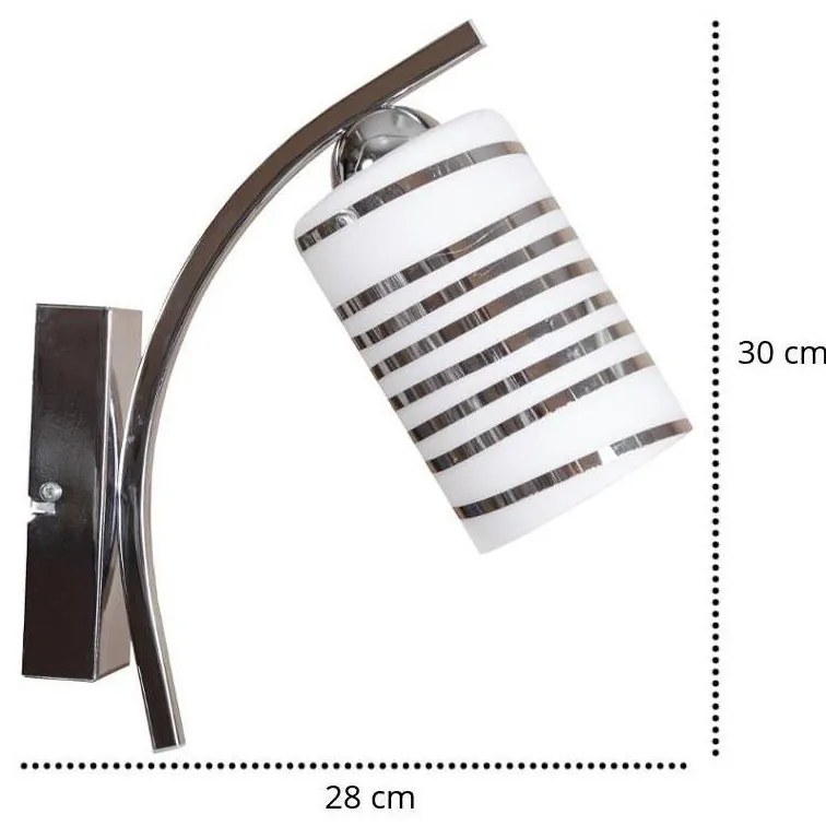Nástěnné svítidlo Cobi, 1x bílé skleněné stínítko se vzorem,