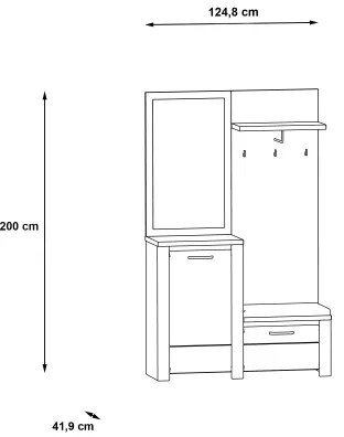 Předsíňová stěna se zrcadlem HIRO bílá/šedá