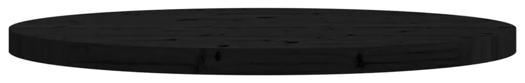 Stolní deska kulatá černá Ø 80 x 3 cm masivní borové dřevo - Default Title